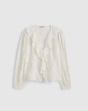Madewell Lace-insert Ruffled Pintuck Long-sleeve Top - Winter White
