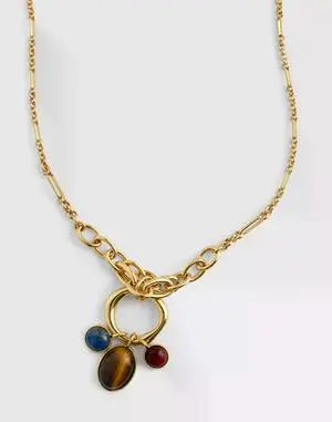 Madewell Semiprecious Stone Charm Necklace - Antique Gold