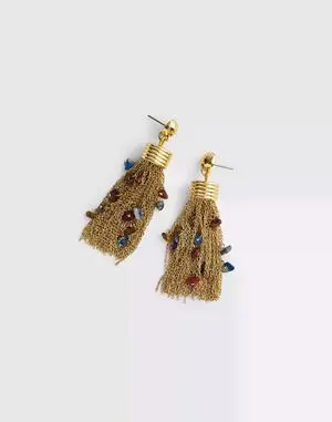 Madewell Semiprecious Chain-link Tassel Earrings - Antique Gold