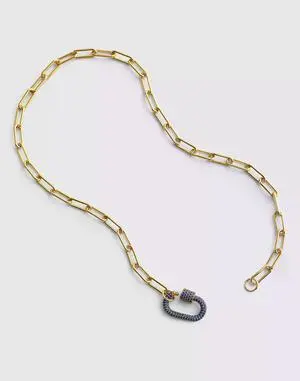 Madewell Pavé Carabiner Paperclip Chain Necklace - Sapphire