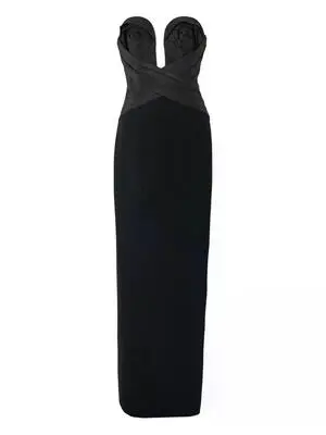 Carolina Herrera U-neck Column Gown - Black