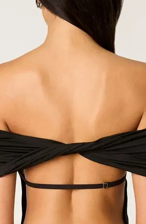 NIA Off-the-shoulder Open Back Maxi Dress - Black