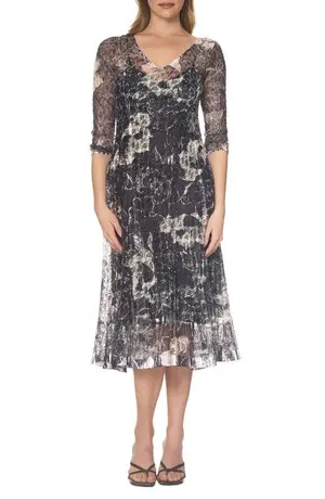 Komarov Lace Overlay Cocktail Dress
