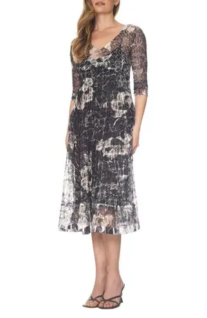 Komarov Lace Overlay Cocktail Dress