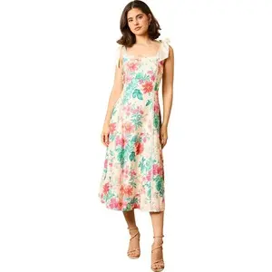 OASIS Oasis Floral Print Bow Strap Midi Dress Multi