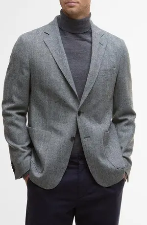 Barbour Wool-blend Herringbone Flannel Sport Coat - Grey