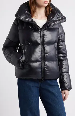 SAVE THE DUCK Isla Water Resistant Puffer Coat - Black