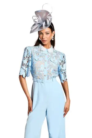 Coast Collared Lace Short Sleeve Jumpsuit