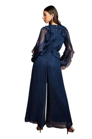 Coast Soft Chiffon Frill Jumpsuit - Navy
