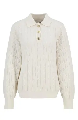 Barbour Cable Stitch Polo Sweater - Cloud