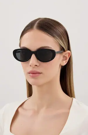 Saint Laurent 55mm Round Sunglasses - Black