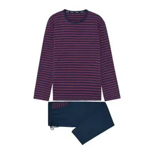 HOM Carson Long Pajama Set - Navy Stripes