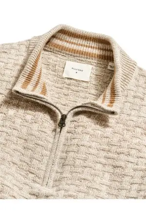 Billy Reid Merino Wool & Cotton Basketweave Half Zip Sweater