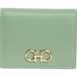FERRAGAMO Gancini Compact Wallet - Seagrass/lucky Charme