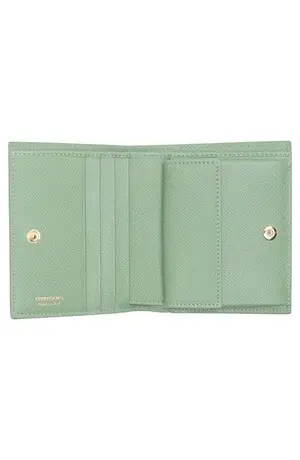 FERRAGAMO Gancini Compact Wallet - Seagrass/lucky Charme