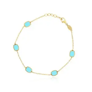 THE LOVERY FINE JEWELRY 14k Yellow Gold Icon Bracelet - Turquoise