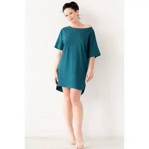 SALUA Easy Boatneck Nightshirt - Deep Teal