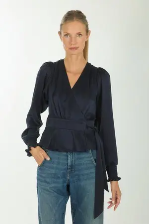 SECRET PON-PON Hailey Wrap Top - Midnight Navy