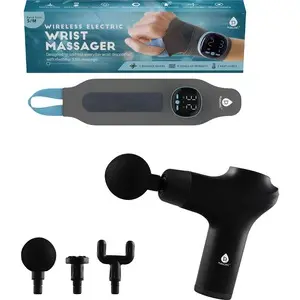 PURSONIC Ems Wrist Massager & 3-speed Massage Gun Bundletargeted Relief & Muscle Recovery For Hands - Black