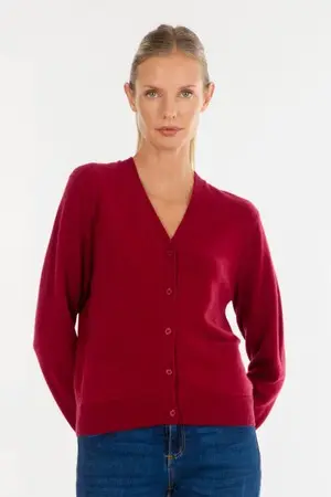 SECRET PON-PON Jacqueline Cashmere-wool Cardigan - Crimson Red