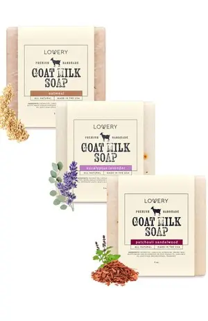 LOVERY Handmade Goat Milk Soap Bars Made In Usavariety Scent3 Pack - Oatmeal/ Lavender/ Sandalwood