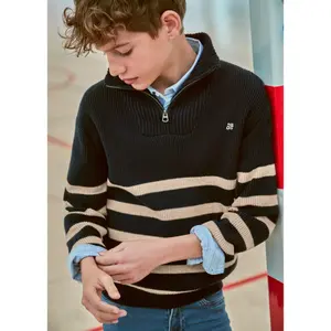 MAYORAL Striped Zip-neck Sweater