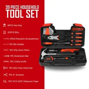 PURSONIC Ultrabright Flashlight + Handy Solutions 39-piece Household Tool Kit Bundle