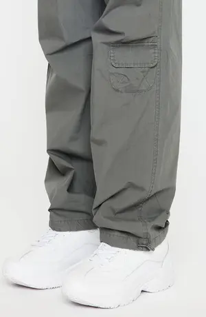 KANCAN High Rise Relaxed Cargo Pants With Patched Pockets And Tunnel Hem