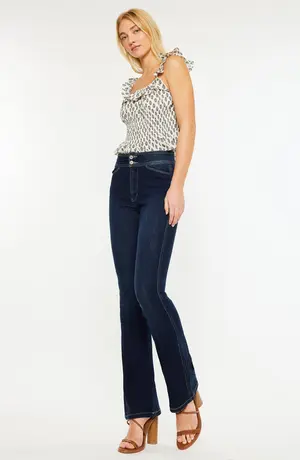 KANCAN Seren High Rise Exposed Button Bootcut Jeans