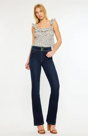 KANCAN Seren High Rise Exposed Button Bootcut Jeans