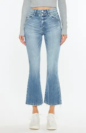 KANCAN Belle High Rise Crop Bootcut Jeans - Medium Wash