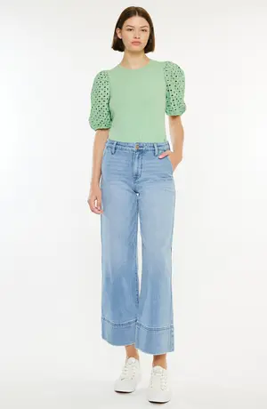 KANCAN High-rise Cropped Wide-leg Jeans