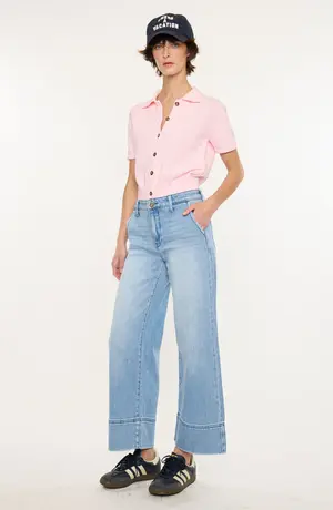 KANCAN High-rise Cropped Wide-leg Jeans