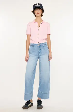 KANCAN High-rise Cropped Wide-leg Jeans
