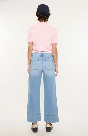 KANCAN High-rise Cropped Wide-leg Jeans
