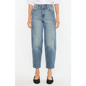 KANCAN Ultra High-rise Slim Barrel Jeans - Medium Wash