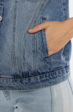 KANCAN Joey Oversized Denim Vest - Medium Wash