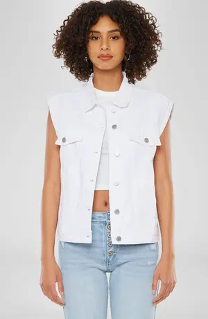 KANCAN Joey Oversized Denim Vest - White