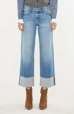 KANCAN Kenny Mid-rise Cropped Wide-leg Jeans - Medium Wash