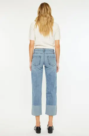KANCAN Margret Mid-rise Cropped Wide-leg Jeans