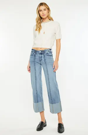 KANCAN Margret Mid-rise Cropped Wide-leg Jeans