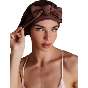 SILKSILKY Bowknot Tie Bonnet - Coffee