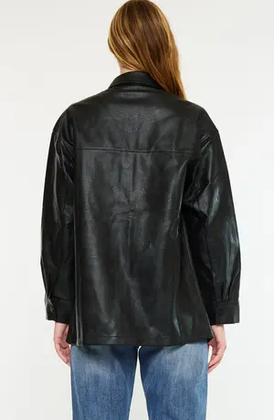 KANCAN Faux Leather Oversized Shirt Jacket