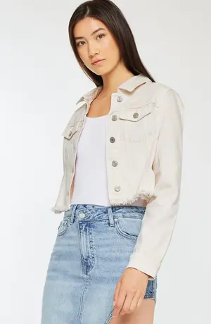KANCAN Cropped Denim Jacket - Ecru