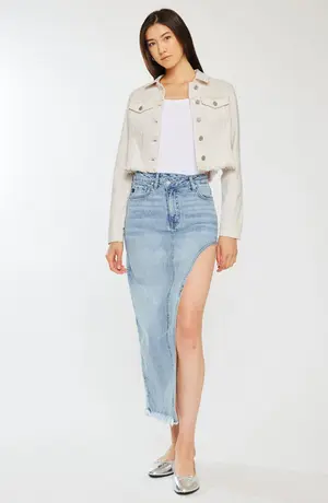 KANCAN Cropped Denim Jacket - Ecru