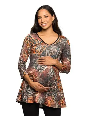 24seven Comfort Apparel Animal Print Tops