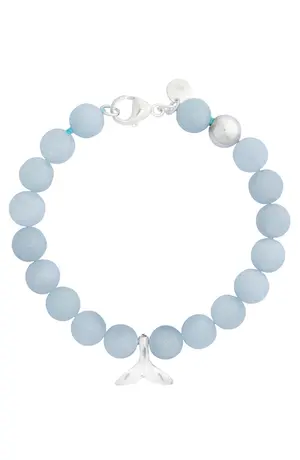EMMA RAE Gemstone And Sterling "whale Tail" Beaded Bracelet - Silver