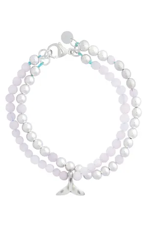 EMMA RAE Sterling "whale Tail" Double-wrap Bracelet - Silver