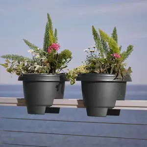 BLOEM 12 Inch Modica Deck Rail Round Planter