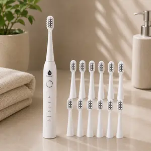 PURSONIC Usb Rechargeable Sonic Toothbrush With 12 Brush Heads